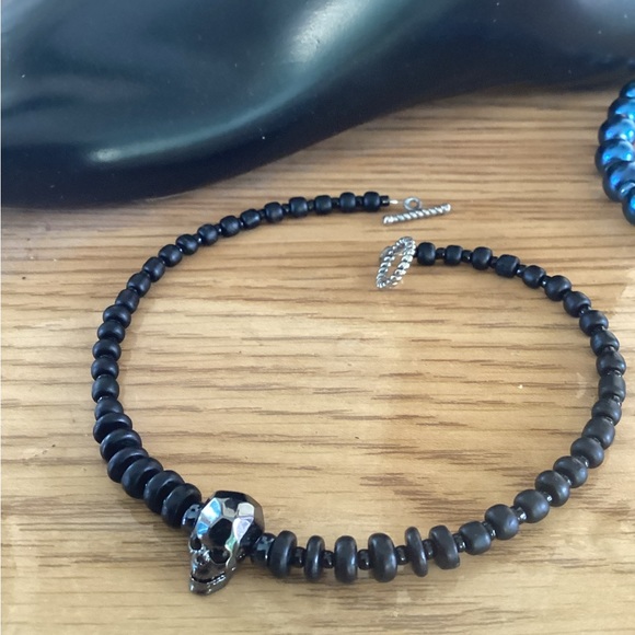 Accessories | Mens Black Agate Black Skull Anklet | Poshmark